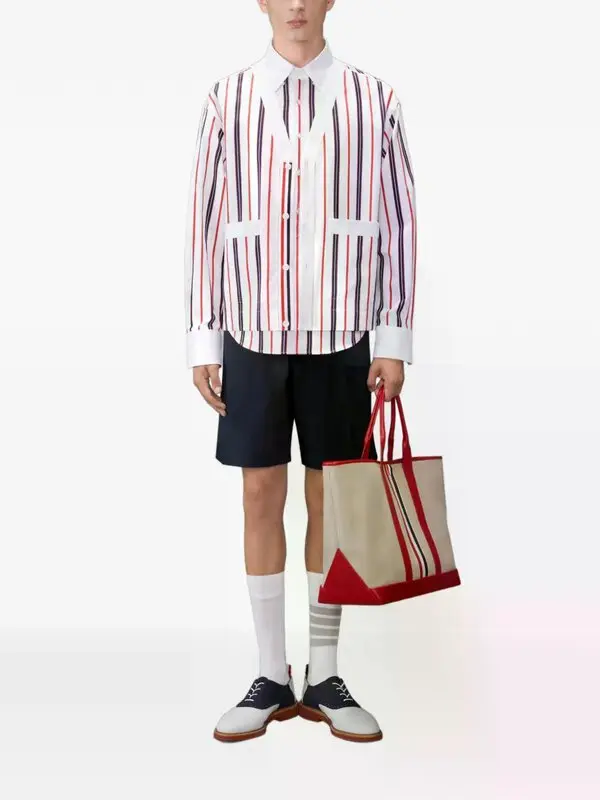 Thom Browne Poplin Repp Stripe Short Sleeve Shirt