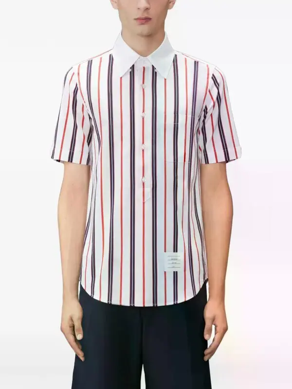 Thom Browne Poplin Repp Stripe Short Sleeve Shirt