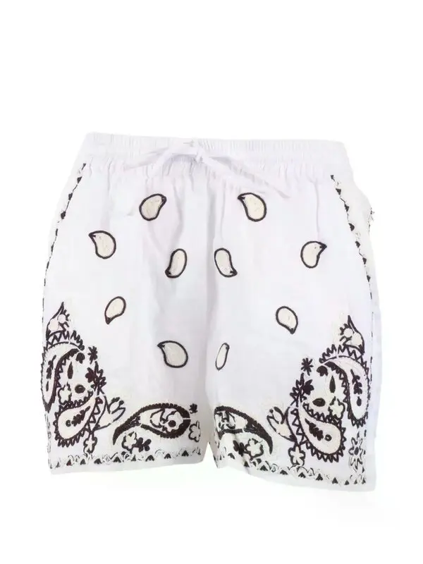 P.a.r.o.s.h Embroidered Linen Shorts - White