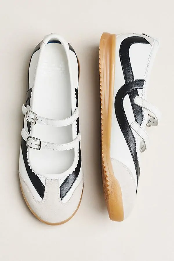 BRONX Cli-oo Double-strap Mary Jane Sneakers - Offwhite/black/gum