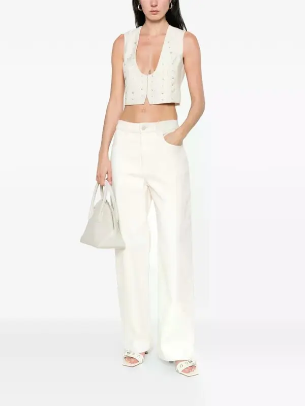 Liu Jo Rhinestone Striped Waistcoat - Neutrals