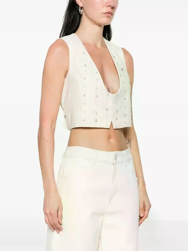 Liu Jo Rhinestone Striped Waistcoat - Neutrals