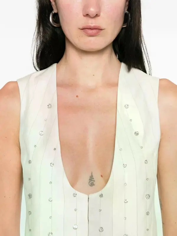 Liu Jo Rhinestone Striped Waistcoat - Neutrals