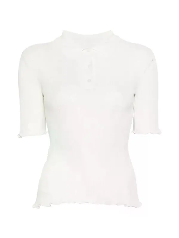 Victoria Beckham Scalloped Cotton Polo - Neutrals
