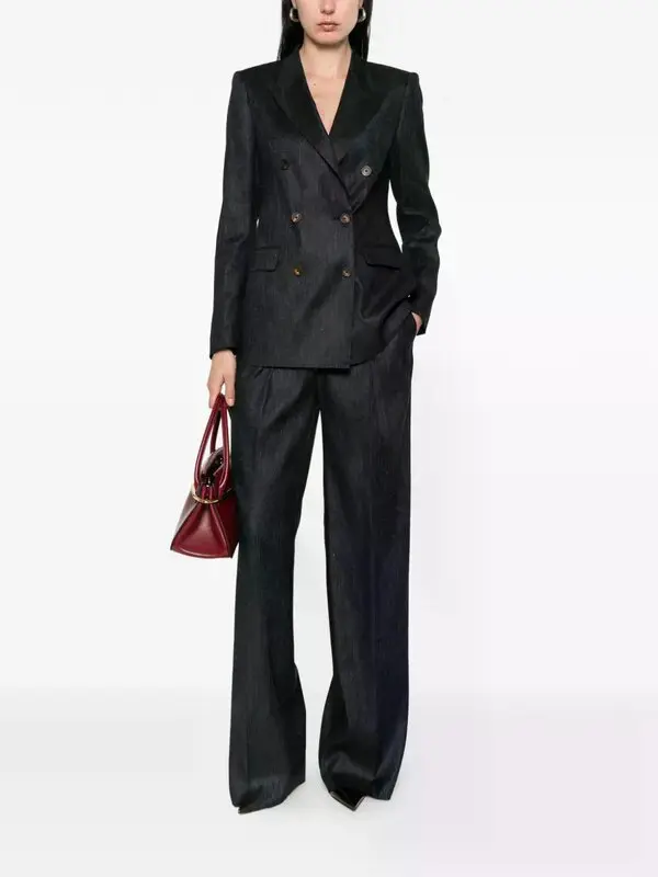 Tagliatore Pleated Wide Leg Trousers - Blue