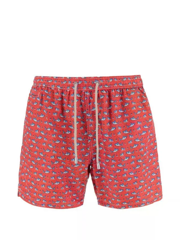 MC2 SAINT BARTH Shark-print Swim Shorts - Red