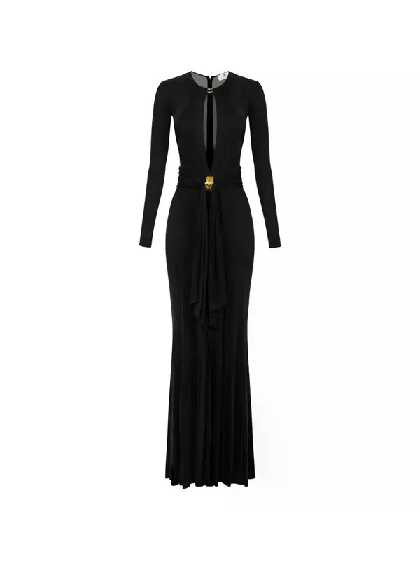 Elisabetta Franchi Keyhole Draping Maxi Dress - Black