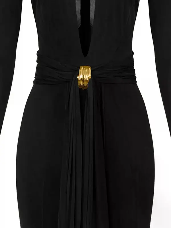 Elisabetta Franchi Keyhole Draping Maxi Dress - Black