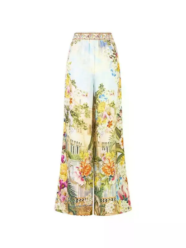 Camilla Floral Print Wide Leg Trousers
