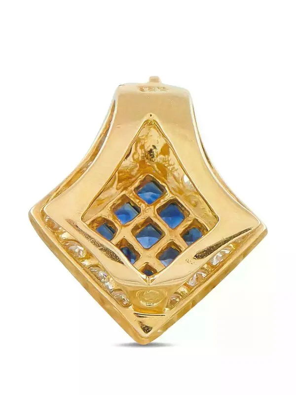 LB EXCLUSIVE Geometric Shape Diamond And Sapphire Earrings And Pendant Set