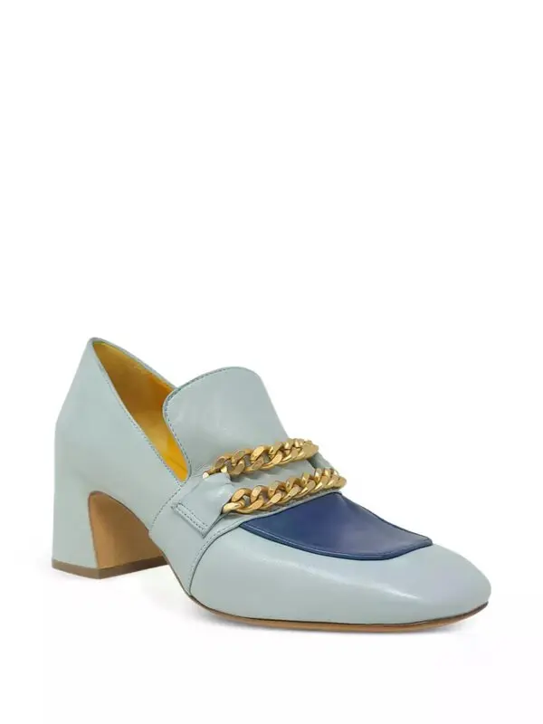 MADISON MAISON Chain-detail Leather Loafers - Blue