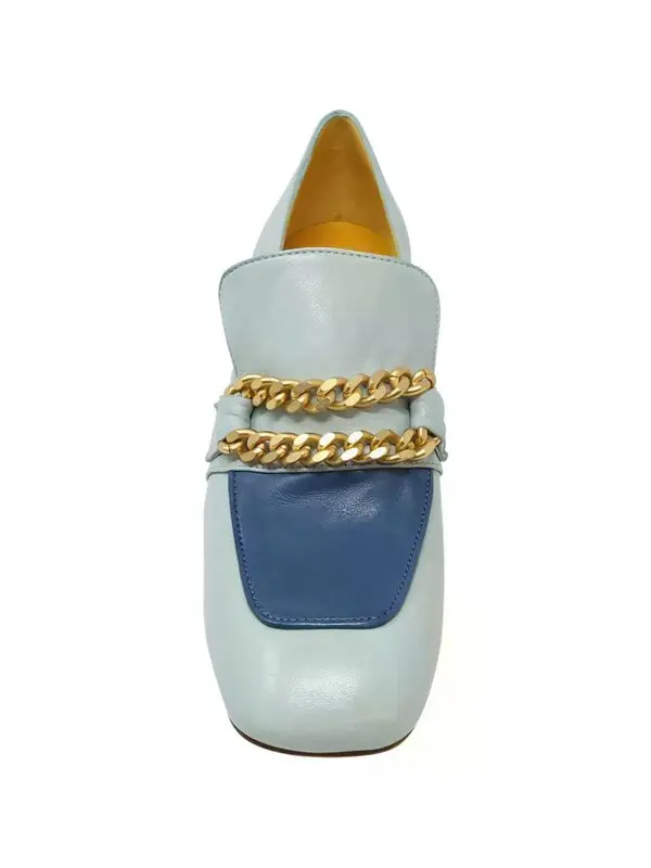 MADISON MAISON Chain-detail Leather Loafers - Blue