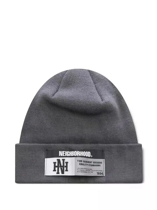 NEIGHBORHOOD Knitted Beanie With Logo Patch - Grey