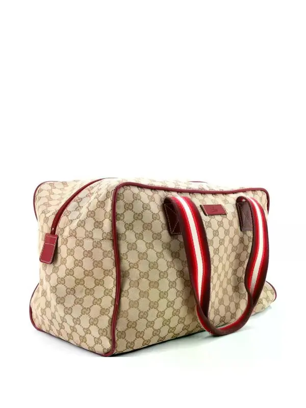 Gucci Web Carry On Duffle Bag Gg Canvas Large Travel Bag - Brown