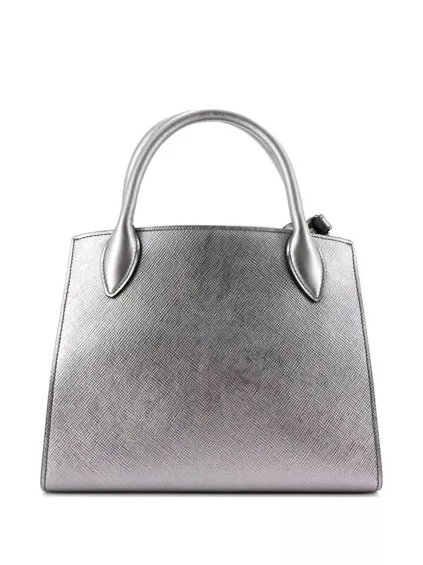 Prada Monochrome Saffiano And City Calf Small Tote Bag - Silver