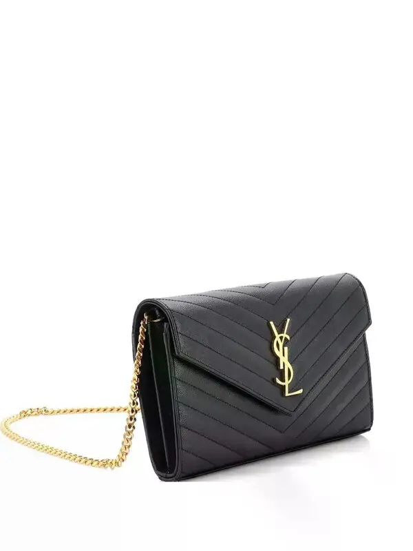 Saint Laurent Monogram Wallet On Chain Matelasse - Black