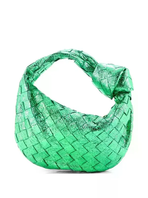 Bottega Veneta Jodie Metallic Intrecciato Nappa Mini Hobo Bag - Green