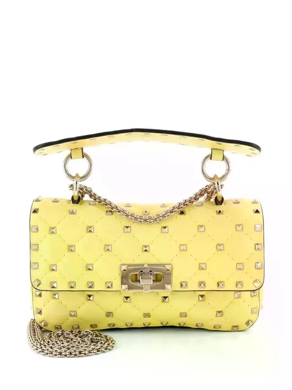 Valentino Garavani Rockstud Spike Flap Bag Quilted Leather Small - Yellow