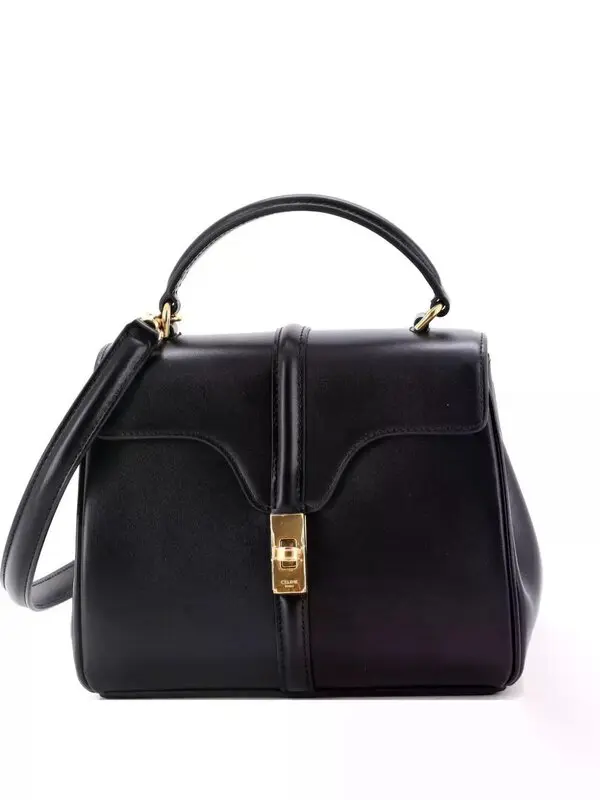 Celine 16 Top Handle Bag Smooth Calfskin Mini Satchel - Black