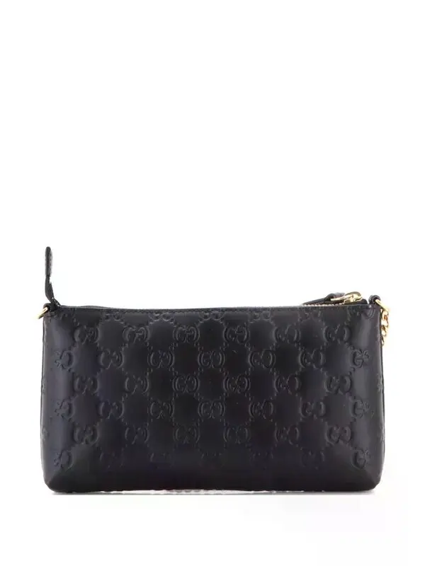 Gucci Chain Wristlet Wallet Sima Leather Clutch Bag - Black