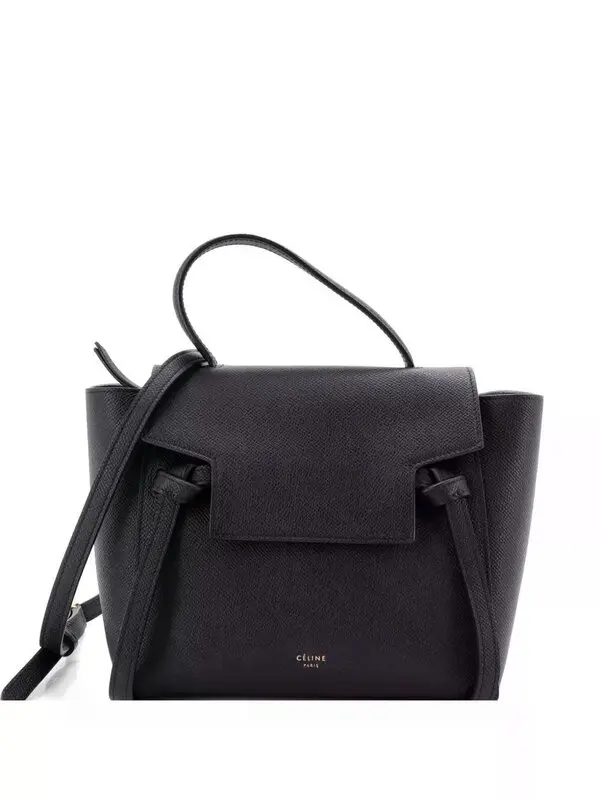 Celine Belt Bag Textured Leather Nano Shoulder Bag - Black