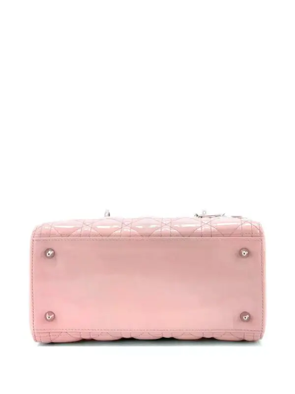 Dior Lady Nm Medium Satchel Cannage Quilt Patent - Pink