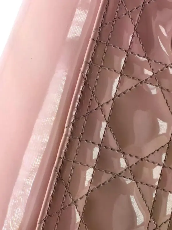 Dior Lady Nm Medium Satchel Cannage Quilt Patent - Pink