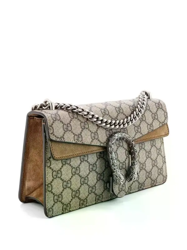 Gucci Dionysus Small Shoulder Bag Gg Coated Canvas With Crystal Embellished Metal - Brown