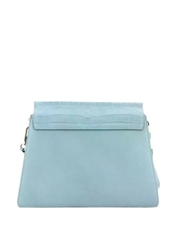 Chloé Faye Crocodile Embossed Leather Shoulder Bag - Blue