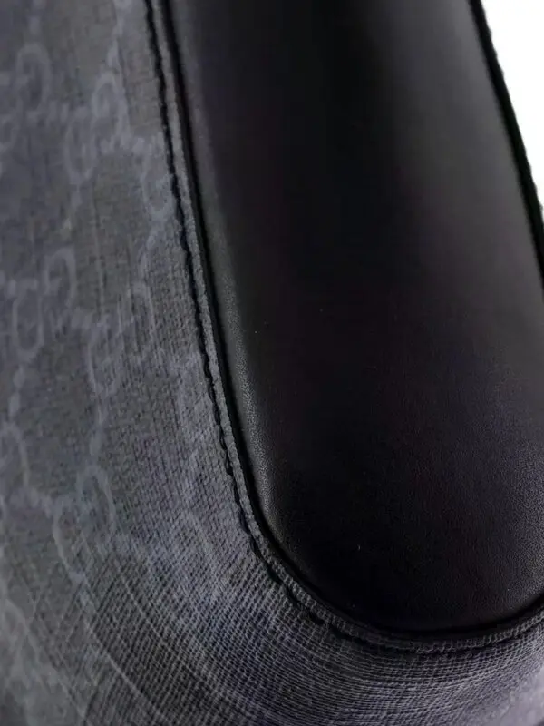 Gucci Web Strap Front Zip Messenger Bag Gg Coated Canvas Medium