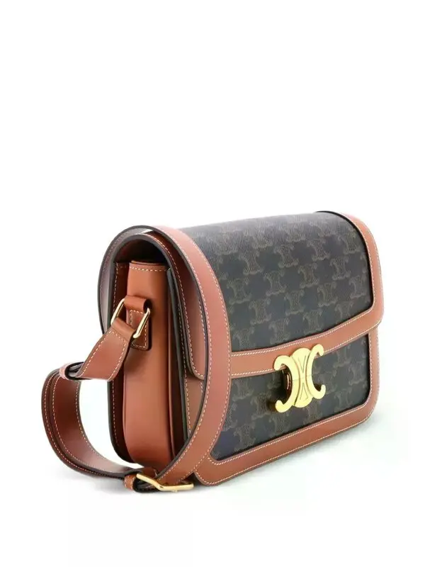 Celine Triomphe Coated Canvas Medium Shoulder Bag - Brown