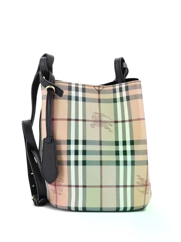 Burberry Lorne Haymarket Coated Canvas Small Bucket Bag - Brown