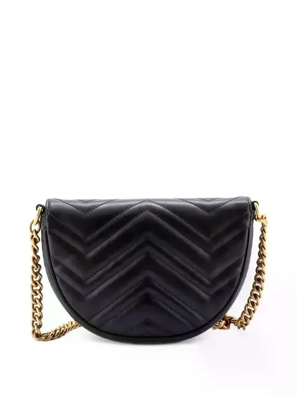 Gucci Gg Marmont Half Moon Matelasse Leather Mini Crossbody Bag