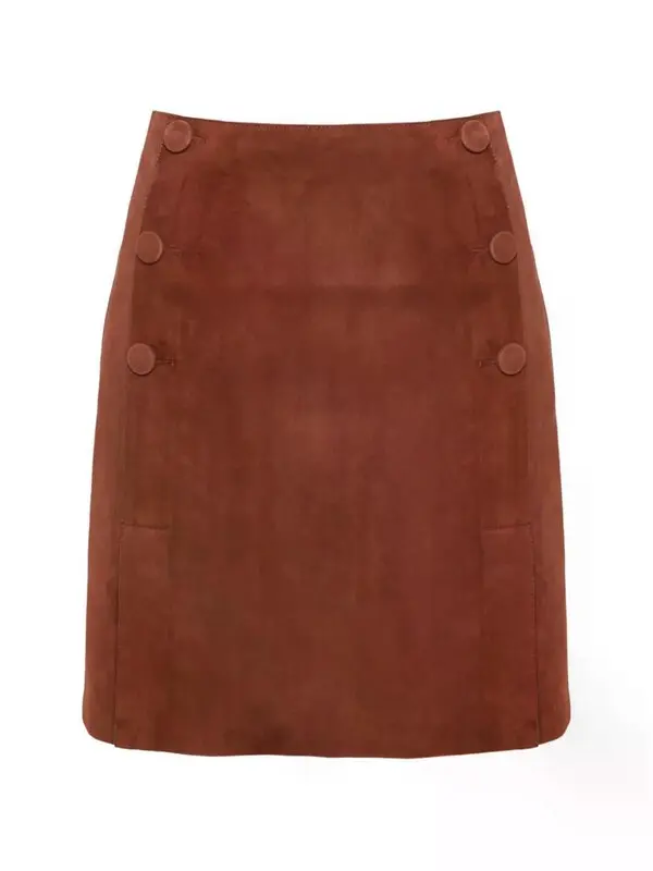 YVES SALOMON Button Detailed A-line Mini Skirt - Brown