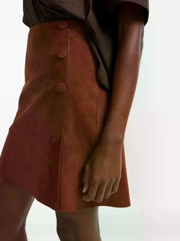 YVES SALOMON Button Detailed A-line Mini Skirt - Brown