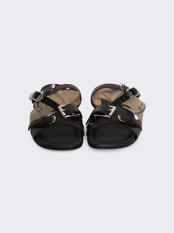 Acne Studios Leather Strap Sandals - Brown