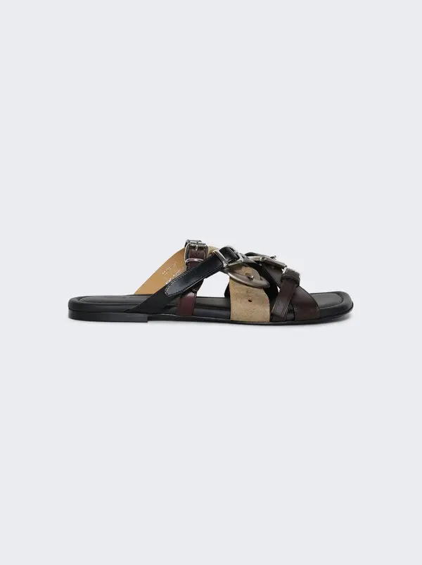 Acne Studios Leather Strap Sandals - Brown