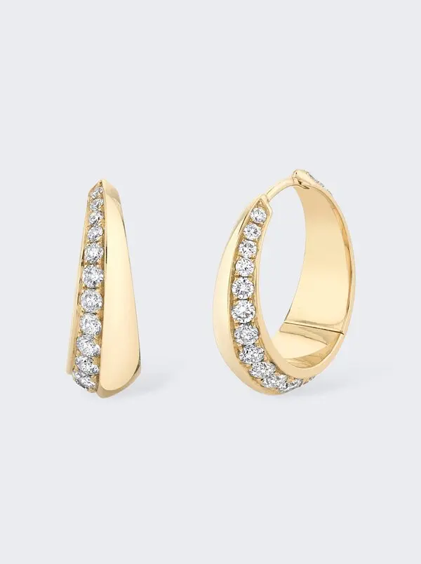 Lizzie Mandler 18k Yellow Gold Pave Diamond Crescent Hoop Earrings - Yg