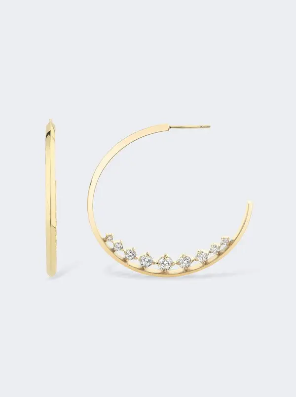 Lizzie Mandler Eclat Graduating Diamond Hoop Earrings - Yg