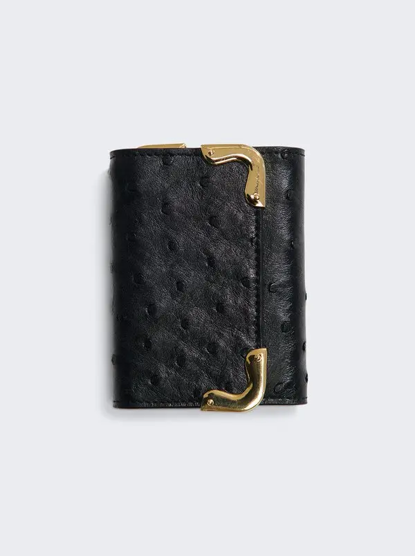 PALY Ostrich Leather Key Wallet - Black