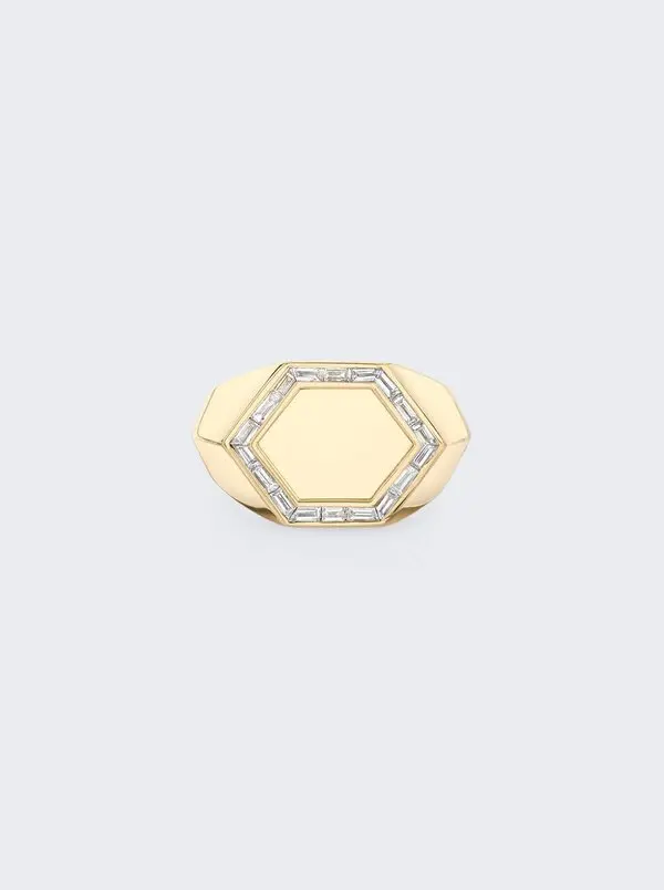 Lizzie Mandler Baguette Hexagon Signet Ring - Yg