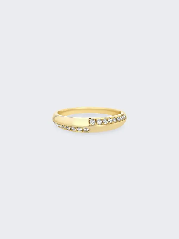 Lizzie Mandler Thin Crescent Ring With Diamond Pav - Yg