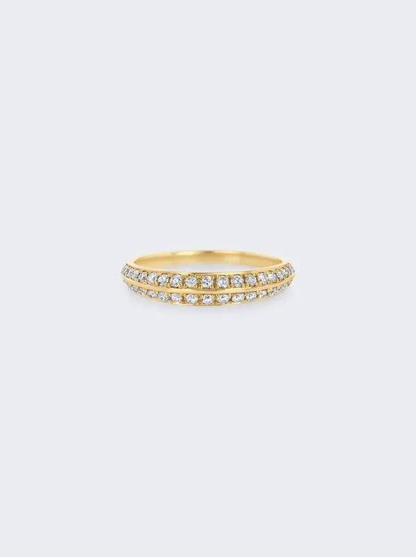 Lizzie Mandler 18k Yellow Gold Crescent Ring With White Diamonds - Yg