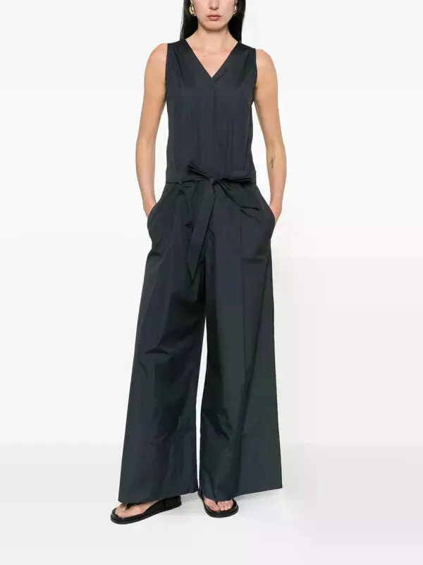 Max Mara V-neck Belted Jumpsuit - Blue