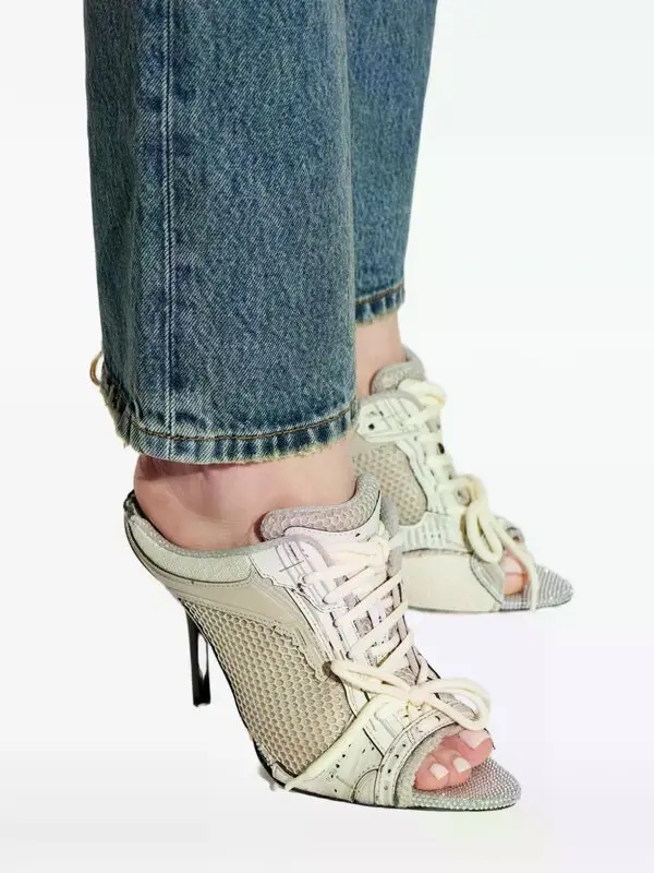 Balenciaga Mesh Lace-up Stiletto Sneakers - Silver