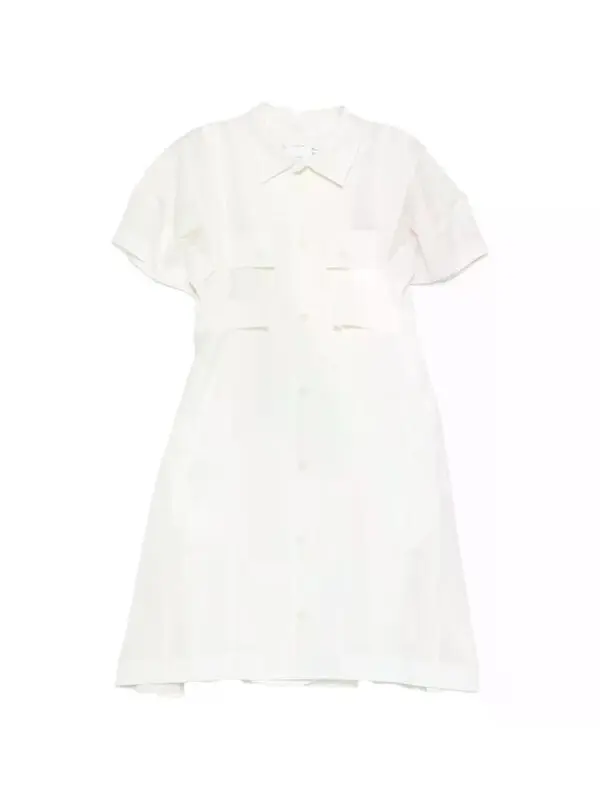 Sacai Paneled Shirt Mini Dress - Neutrals