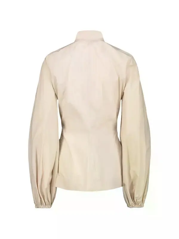 THELATEST Funnel-neck Balloon-sleeve Top - Neutrals