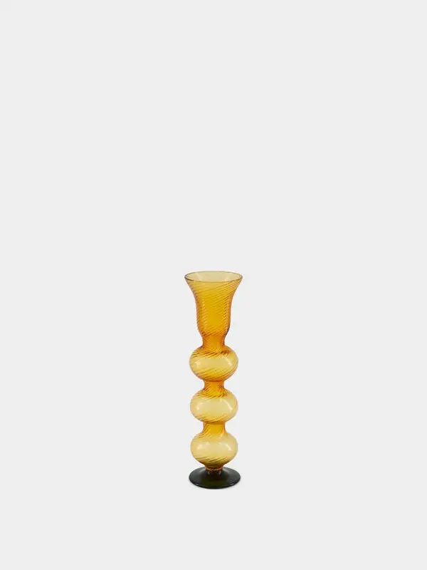 La DoubleJ Amber Murano Glass Bubble Candlestick - Yellow