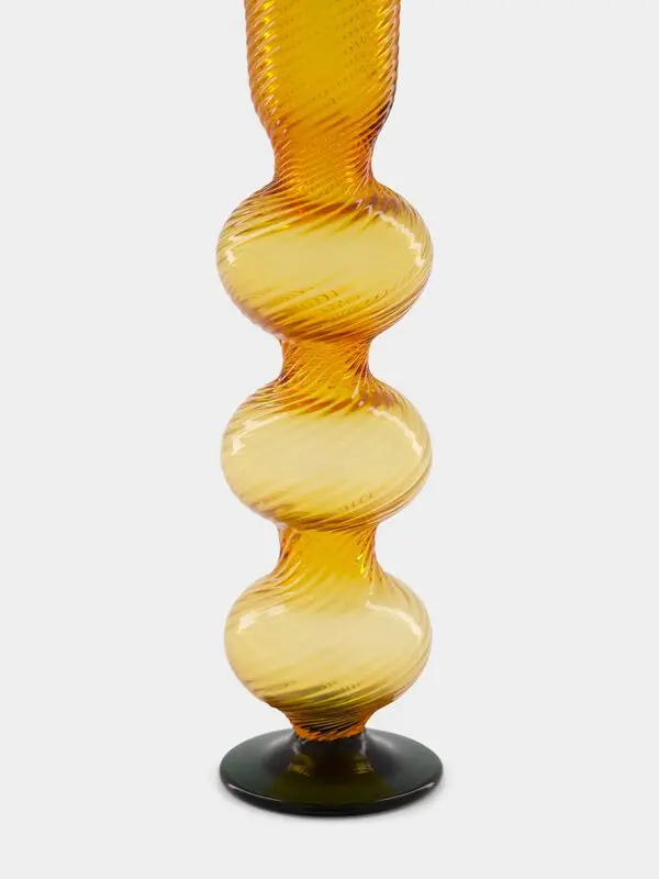 La DoubleJ Amber Murano Glass Bubble Candlestick