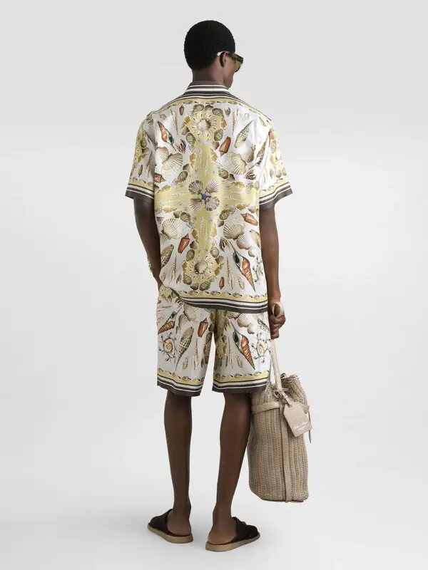 Dolce & Gabbana Shell Printed Silk Twill Shorts - Yellow